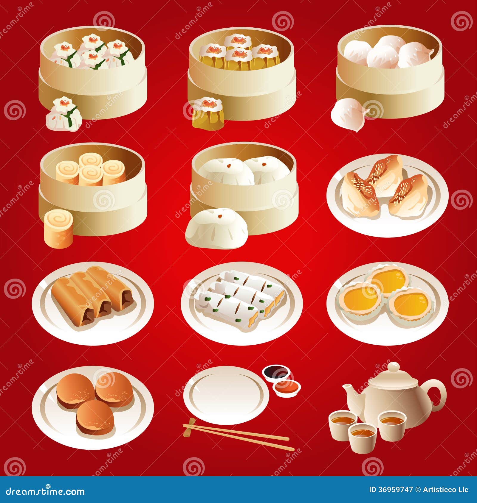 Dim sum icons stock vector. Illustration of delicious - 36959747