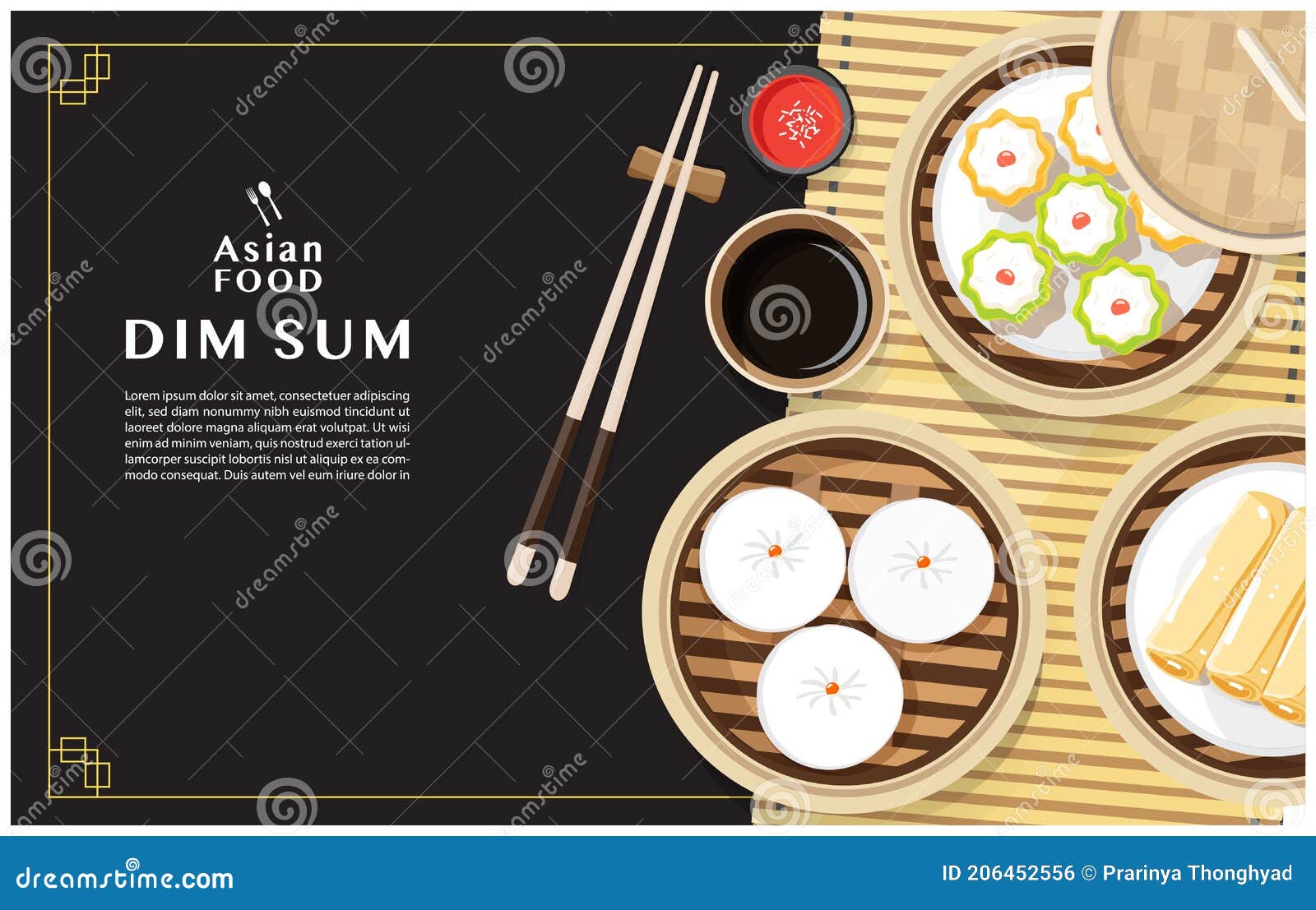 Dim Sum Menu Set Asian Food Vector Illustration Stock Vector ...