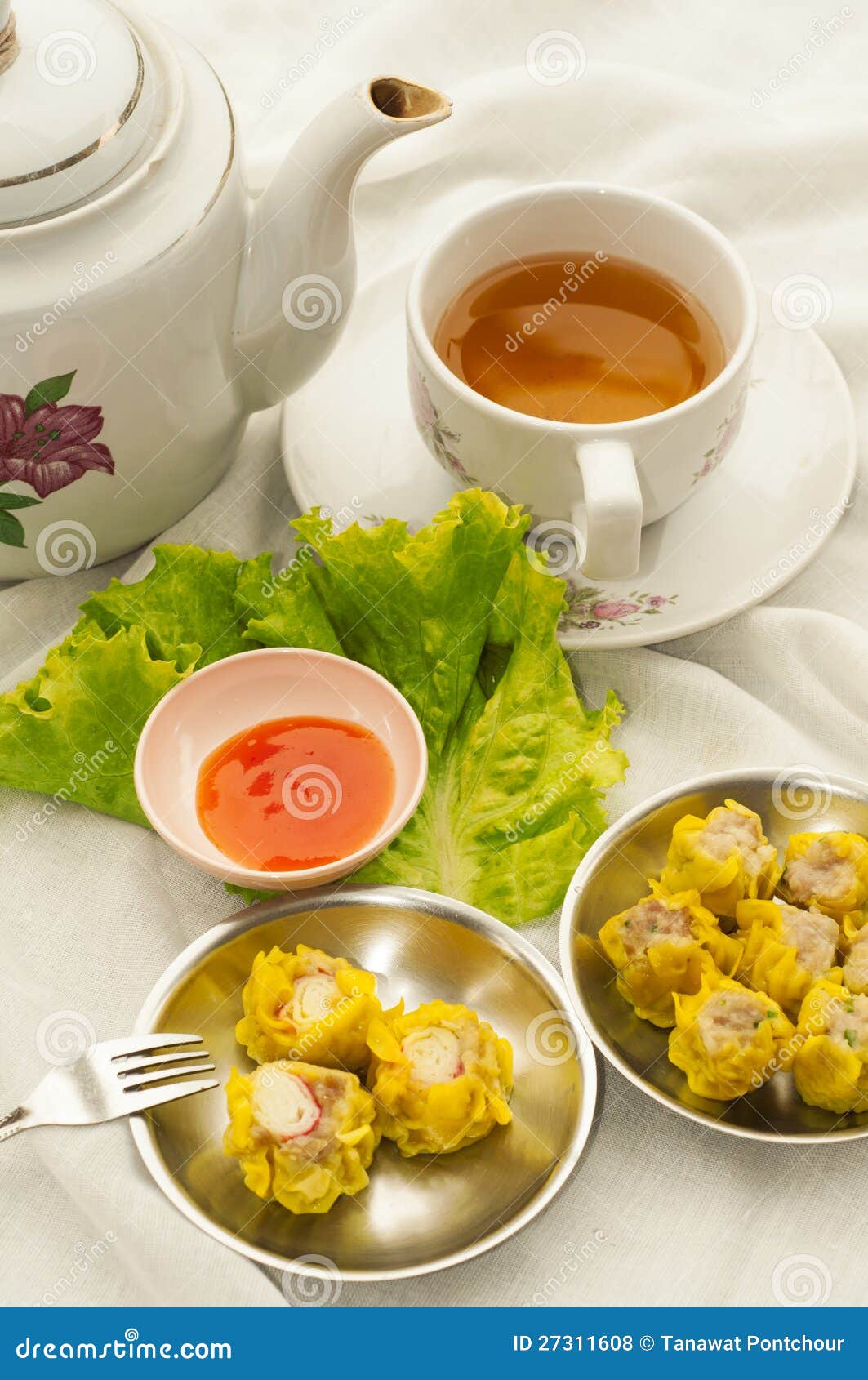 Dim sum with tea stock photo. Image of east, food, prepared - 27311608