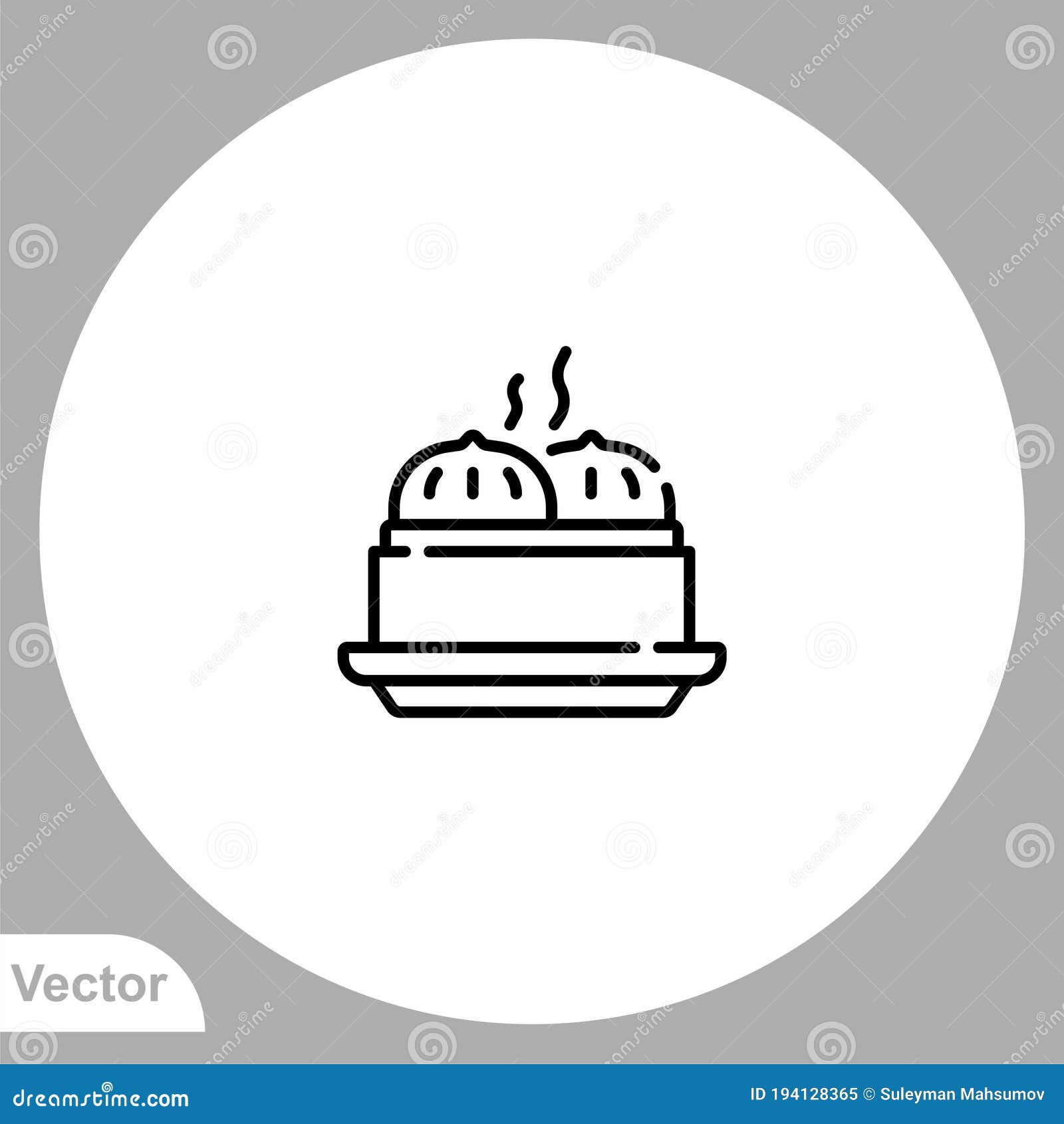 Dim Sum Vector Icon Sign Symbol Stock Vector - Illustration of drawing ...
