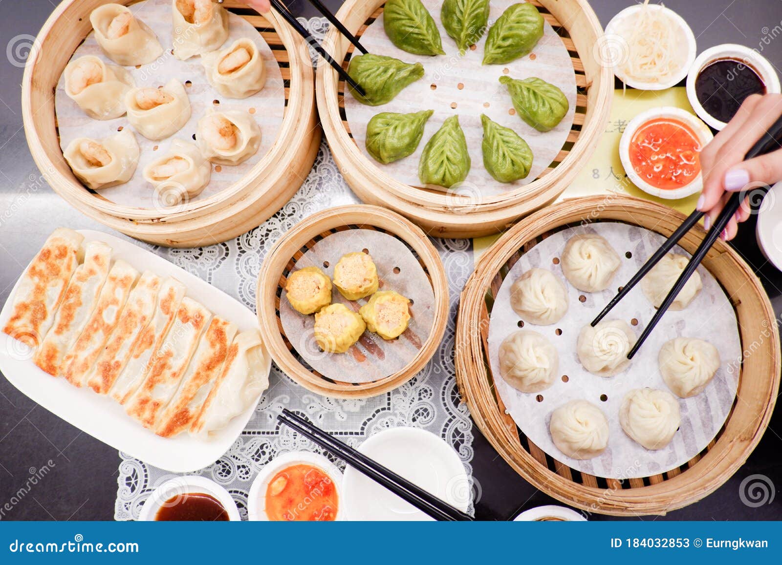 Dim Sum and Xiao Long Bao in the Steam Basket Stock Image - Image of ...