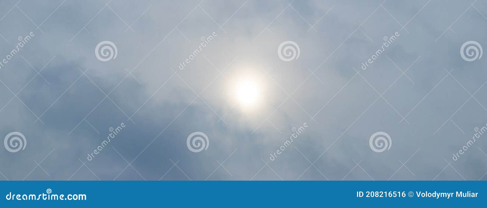 The Dim Sun Peeks through the Clouds, the Cloudy Sky, the Panorama ...