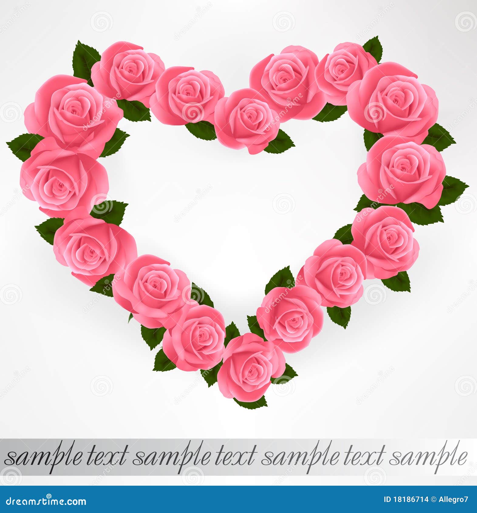 Dimensión De Una Variable Rosada Del Corazón De Las Rosas. Vector ...