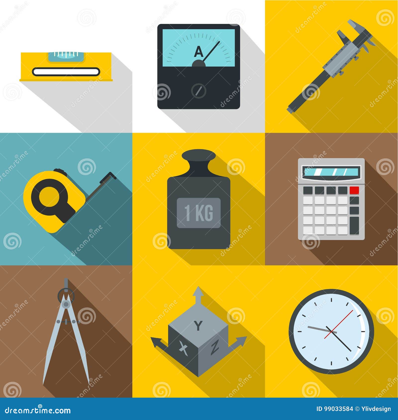 Dimension Icon Set, Flat Style Stock Vector - Illustration of area ...