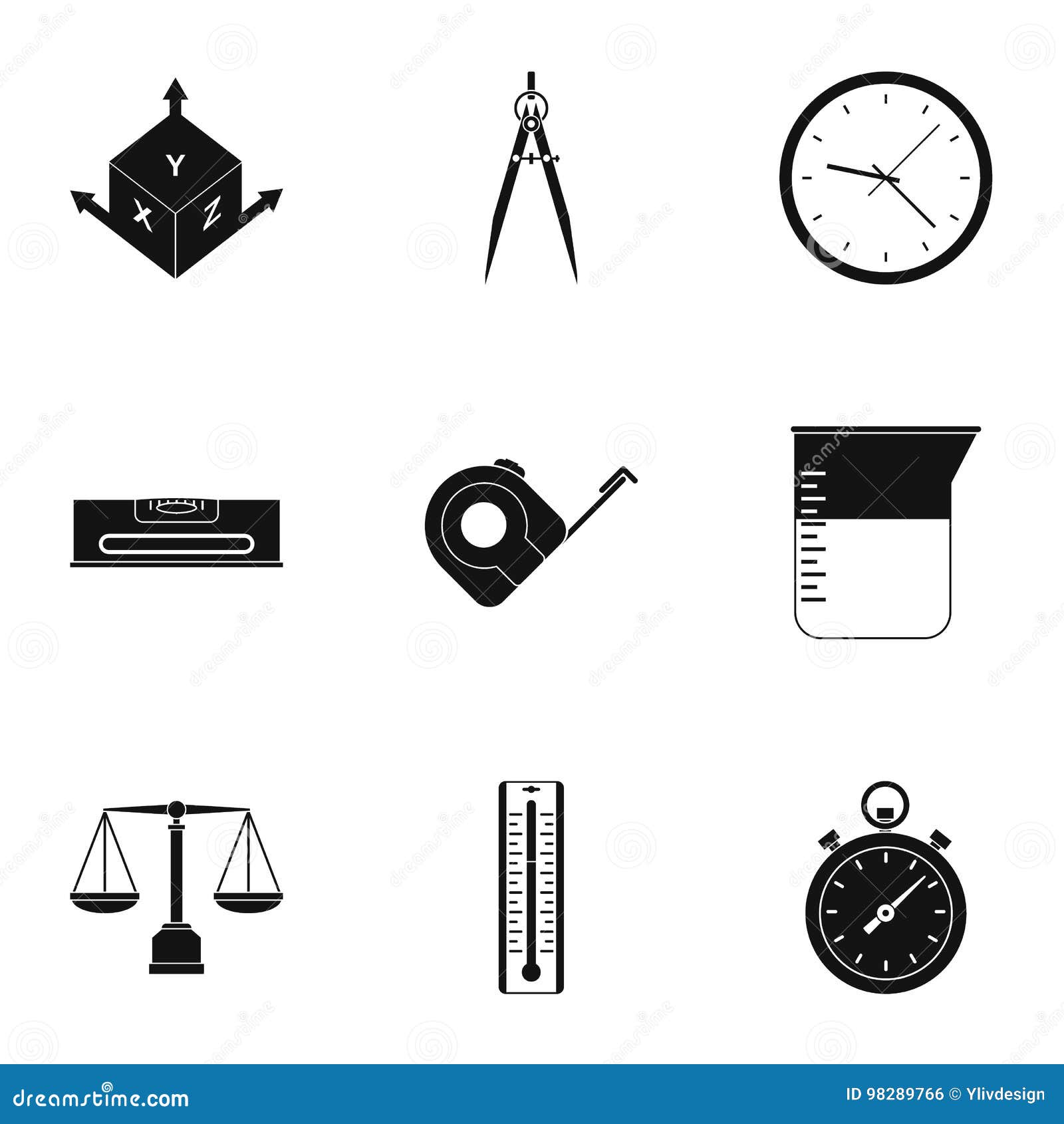 Dimension Icon Set, Simple Style Stock Vector - Illustration of height ...