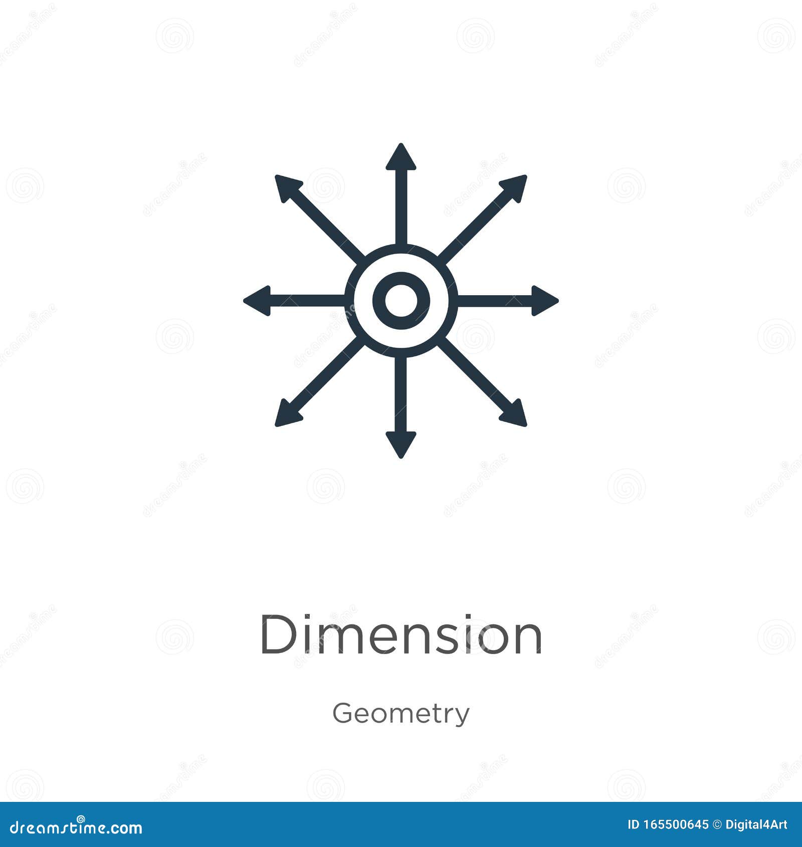 Dimension Icon. Thin Linear Dimension Outline Icon Isolated on White ...