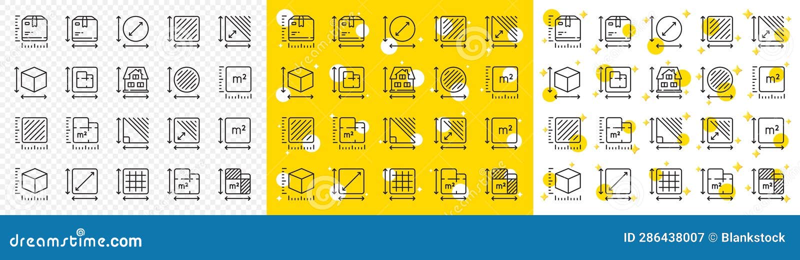 Dimension Line Icons. Square Meter, Area Size and Floor Plan Set ...
