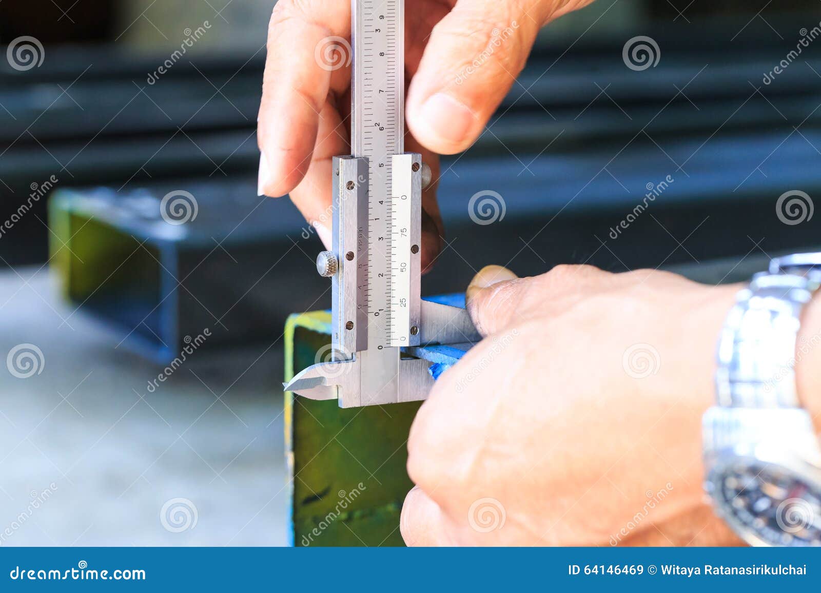 Dimension Measuring Steel by Vernier Stock Image - Image of micrometer ...