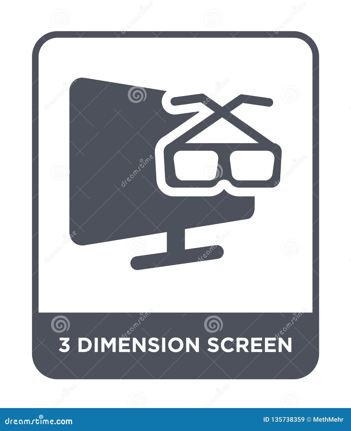 3 Dimension Screen Icon in Trendy Design Style. 3 Dimension Screen Icon ...
