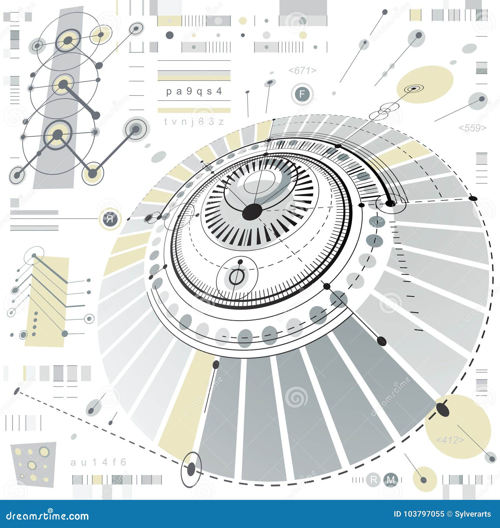 Dimensional Abstract Circular Mechanical Scheme, 3d Technological ...