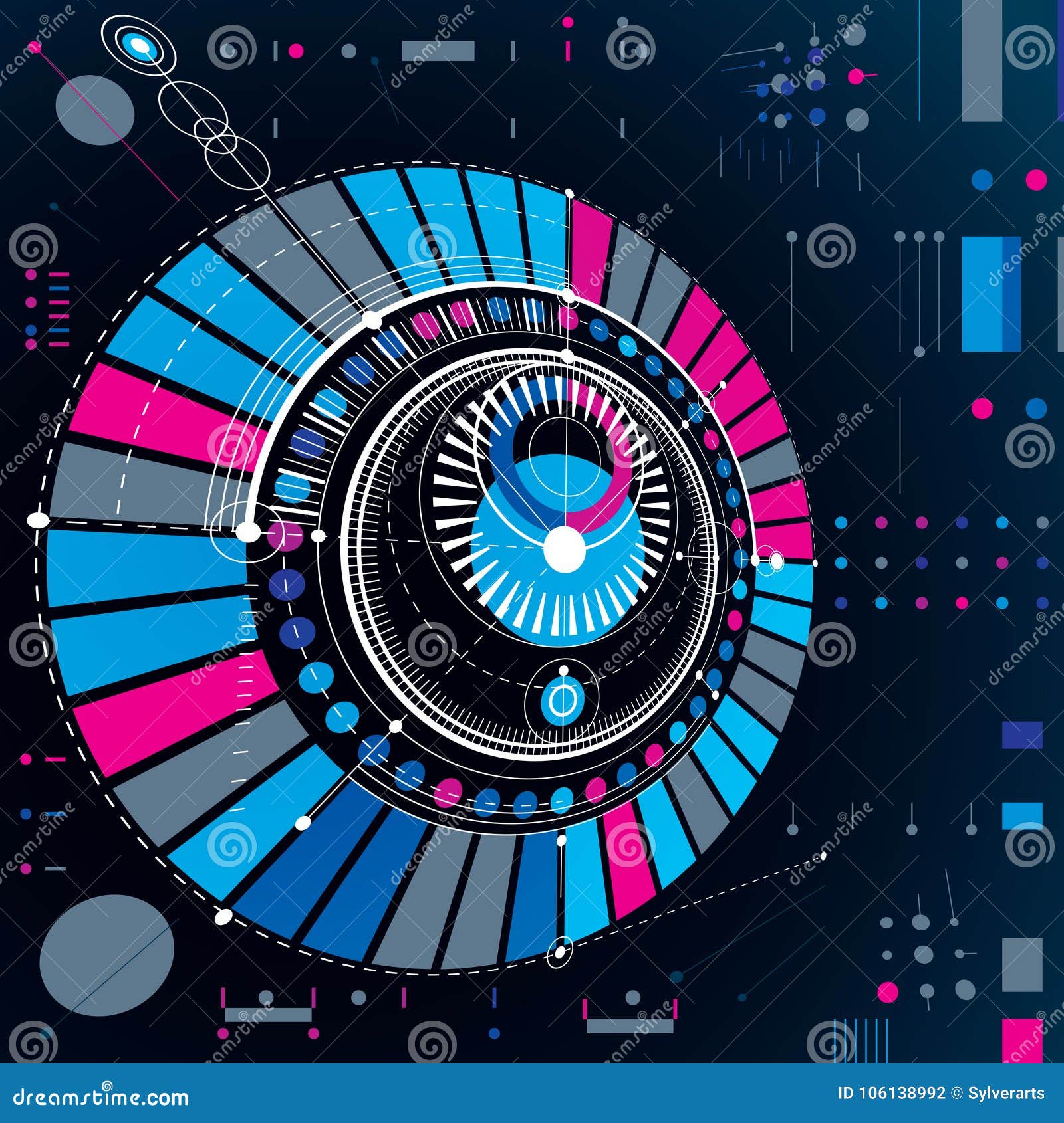 Dimensional Abstract Circular Mechanical Scheme, 3d Technological ...