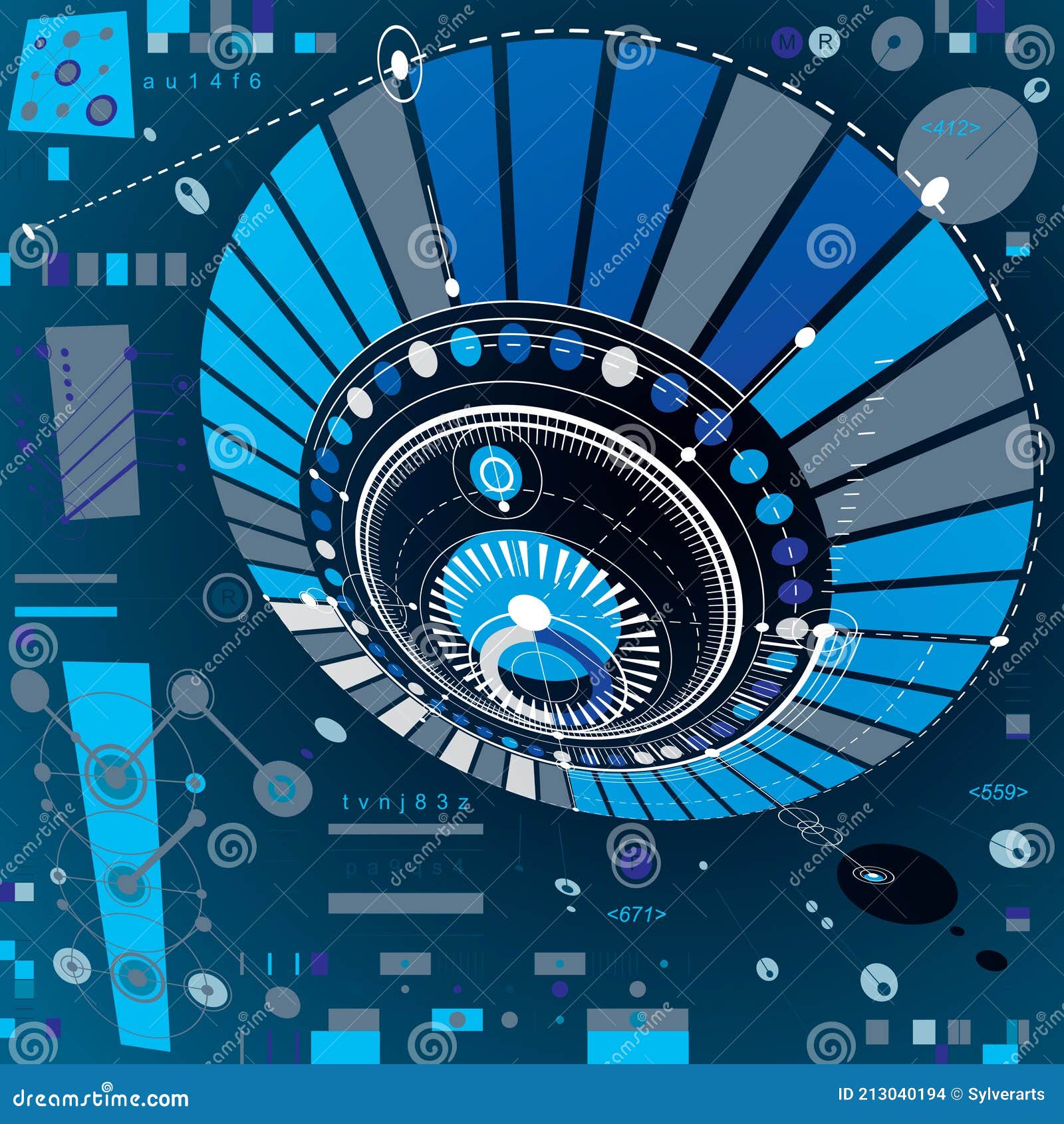 Dimensional Abstract Circular Mechanical Scheme, 3d Technological ...