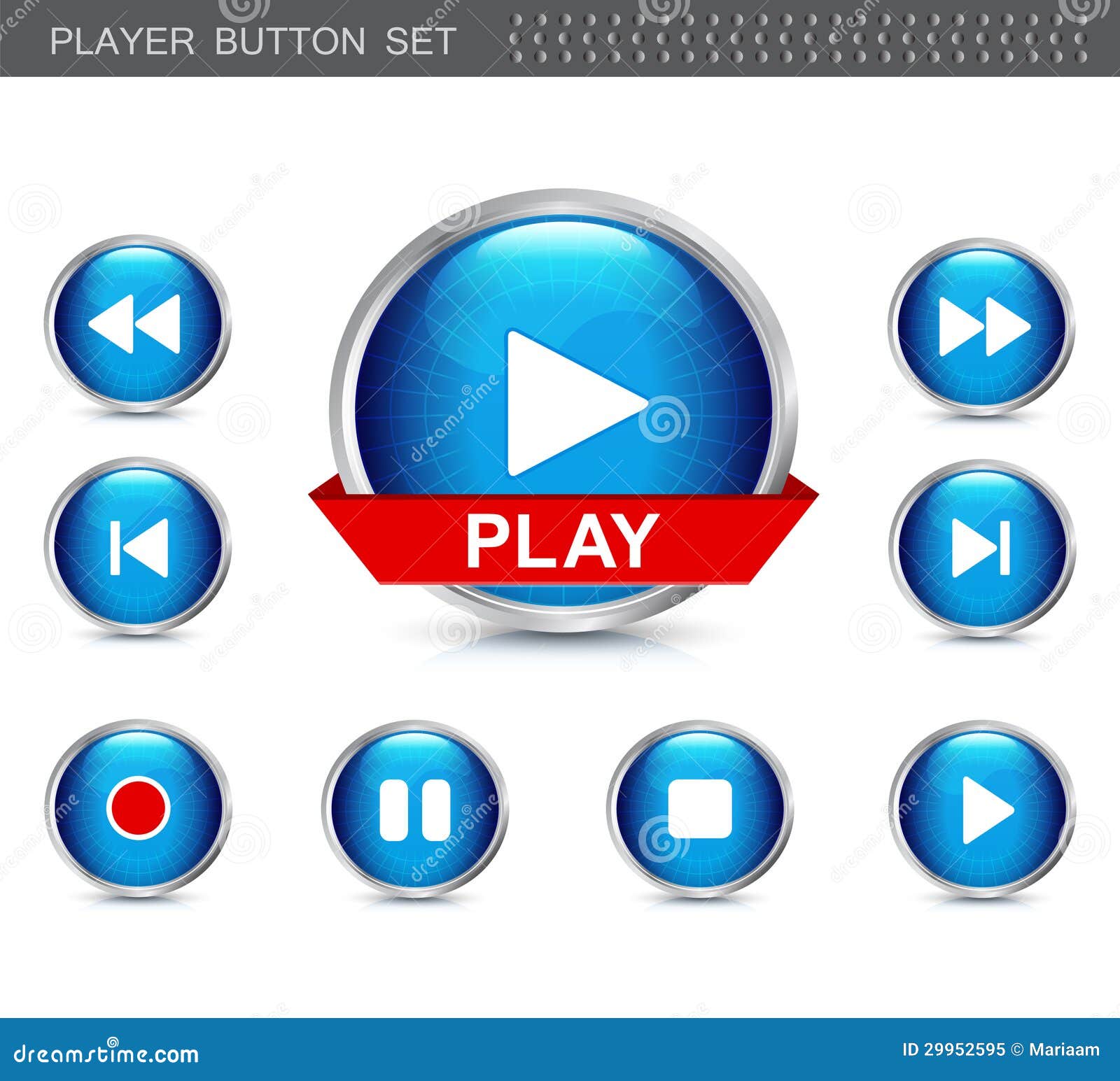 Player button set stock vector. Illustration of forward - 29952595