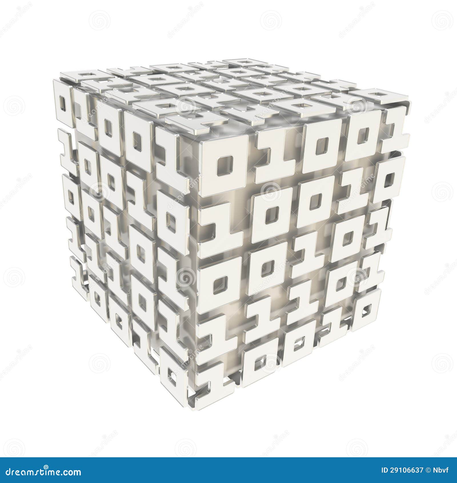 Dimensional Cube Made of Ones and Zeros Isolated on White Stock ...