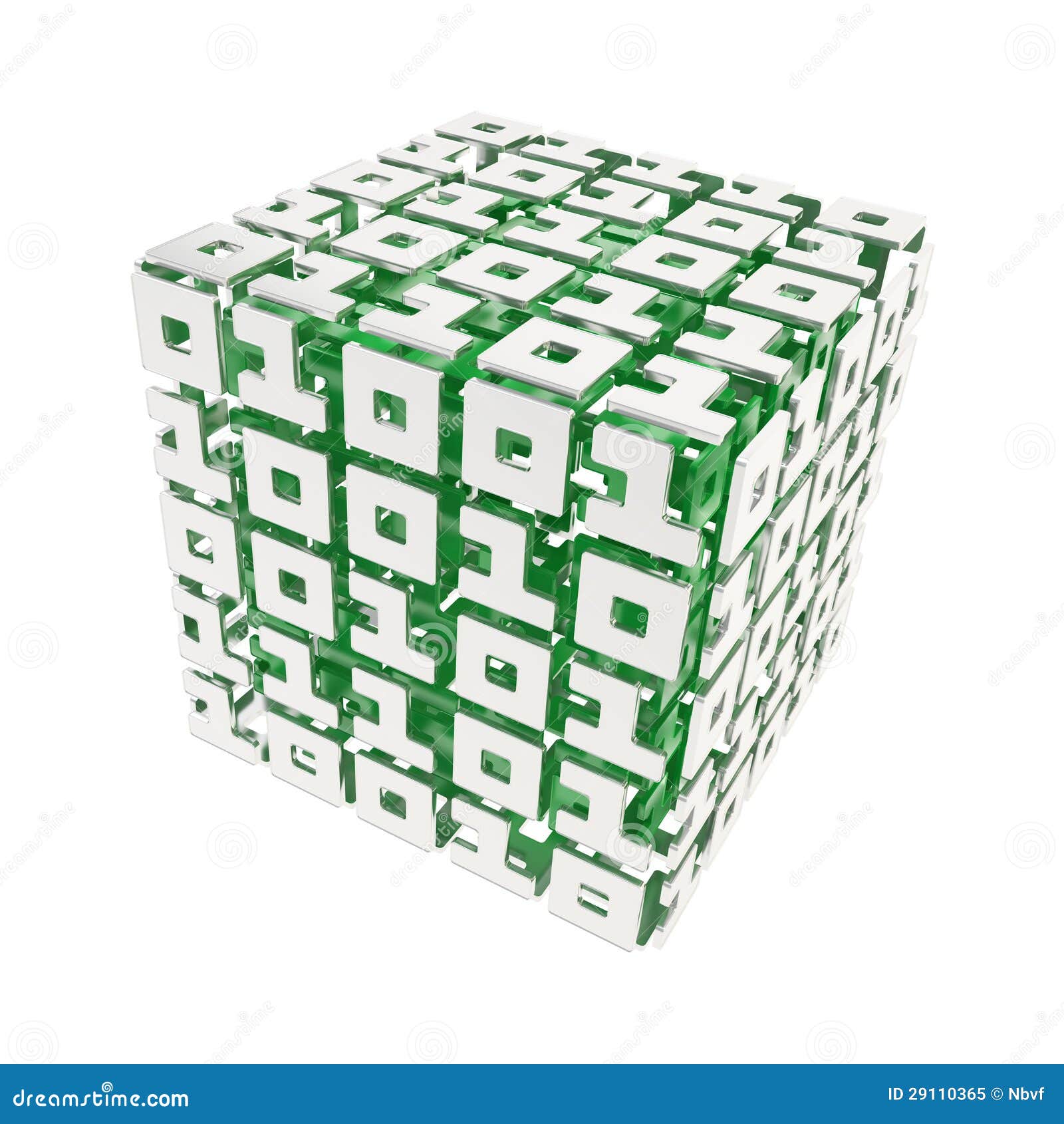 Dimensional Cube Made of Ones and Zeros Isolated on White Stock ...