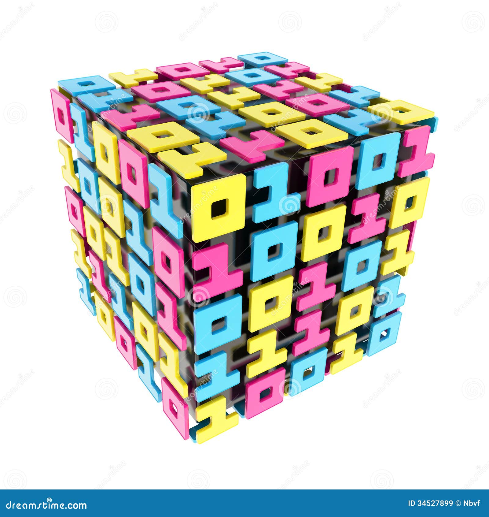 Dimensional Cube Made of Ones and Zeros Isolated on White Stock ...