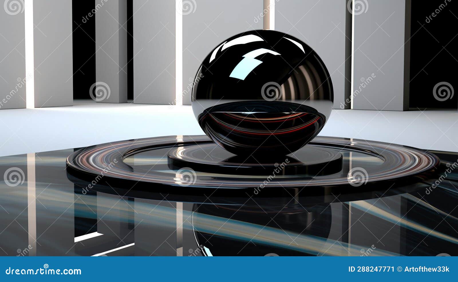 Dimensional Exploration: Vibrant Geometric Orb in Futuristic Setting ...