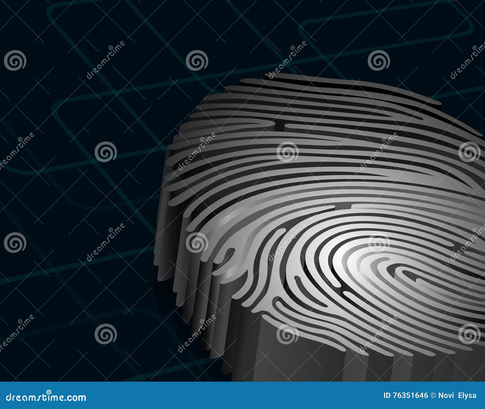 Dimensional Fingerprint, Standing on Dark Blue Background, 3d Rendering ...