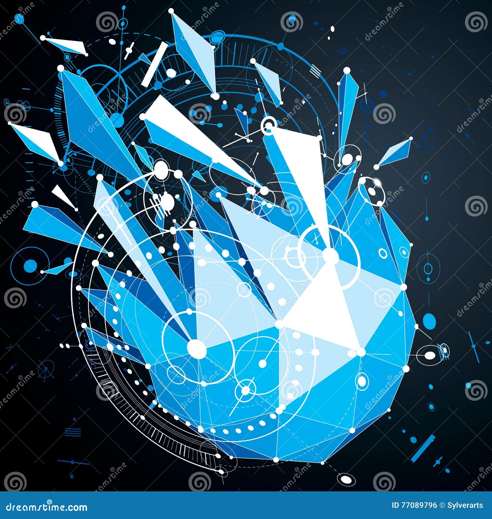 Dimensional Mechanical Scheme, Blue Futuristic Vector Engineering ...