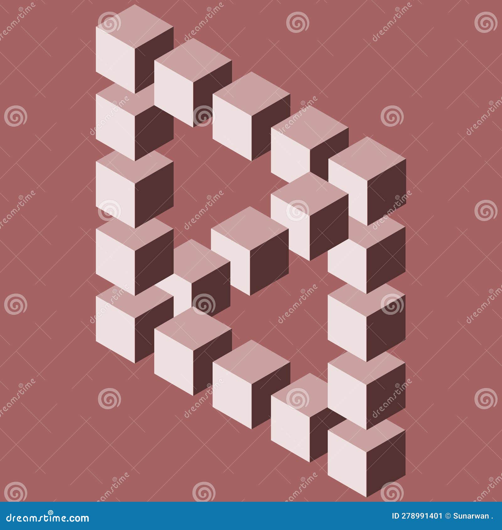 Optical Illusion Cube 3d Model Stock Vector - Illustration of pattern ...