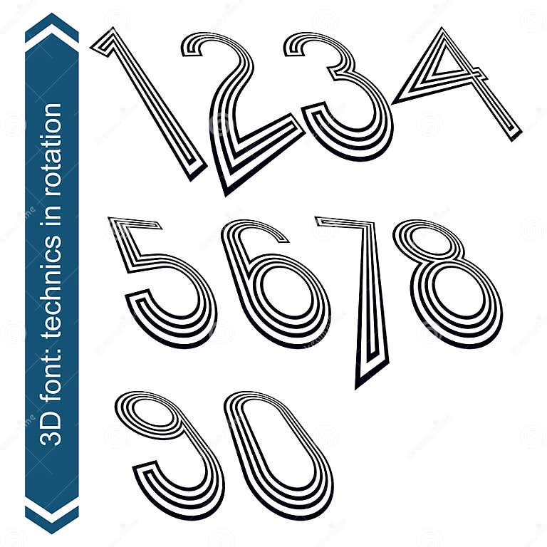 Dimensional Numbers with Rotation Effect, 3d Digits. Stock Vector ...