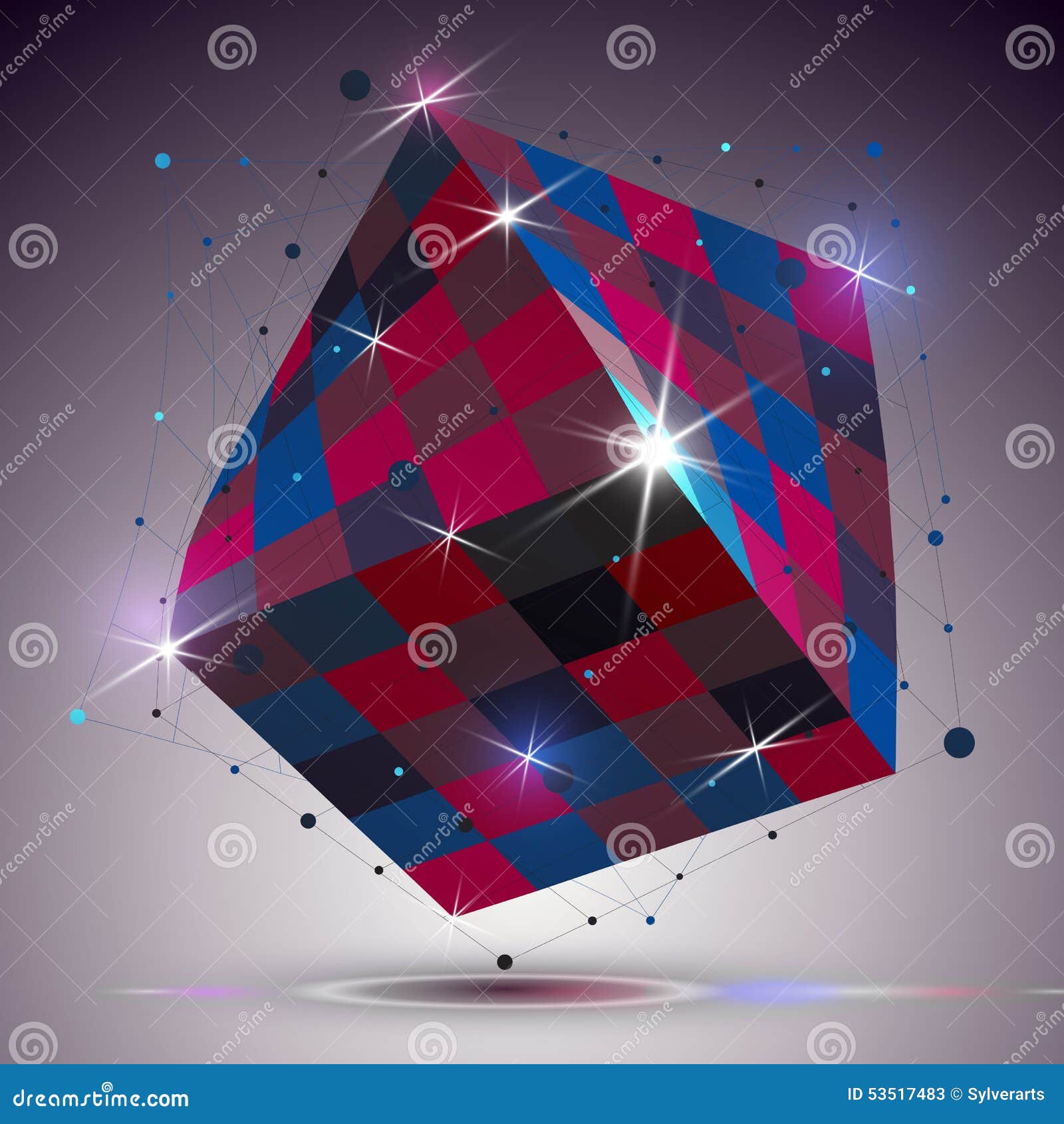 Dimensional Twisted Shiny Cube with Lights Effect. 3d Colorful D Stock ...