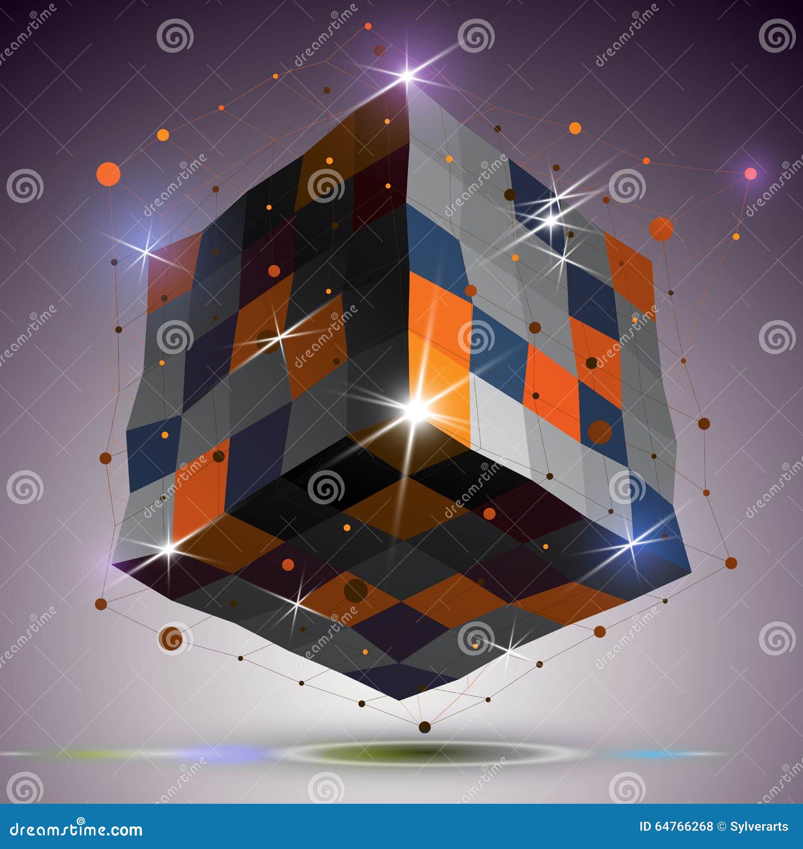 Dimensional Twisted Shiny Cube with Lights Effect. 3d Colorful D Stock ...