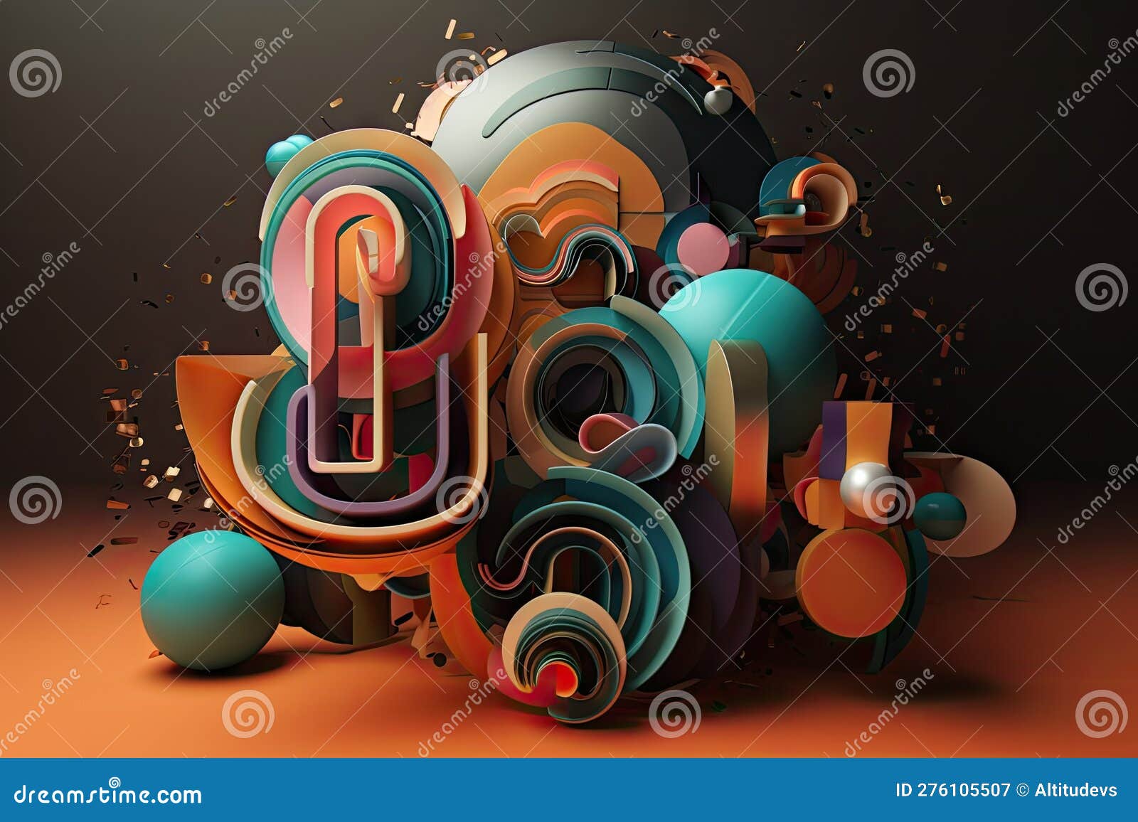 A Dimensional Typographic Design with 3d Letterforms and Shapes Stock ...