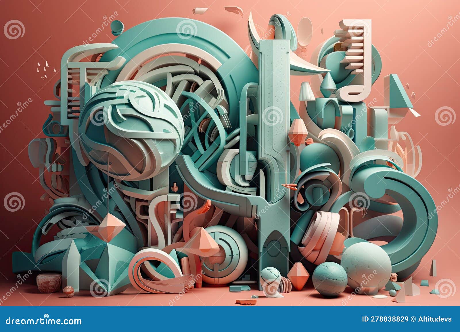 A Dimensional Typographic Design with 3d Letterforms and Shapes Stock ...