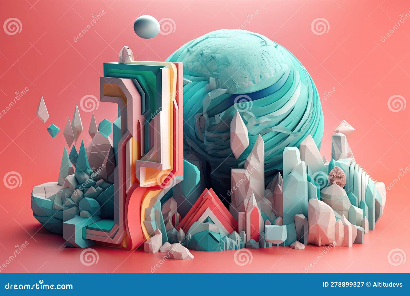 A Dimensional Typographic Design with 3d Letterforms and Shapes Stock ...