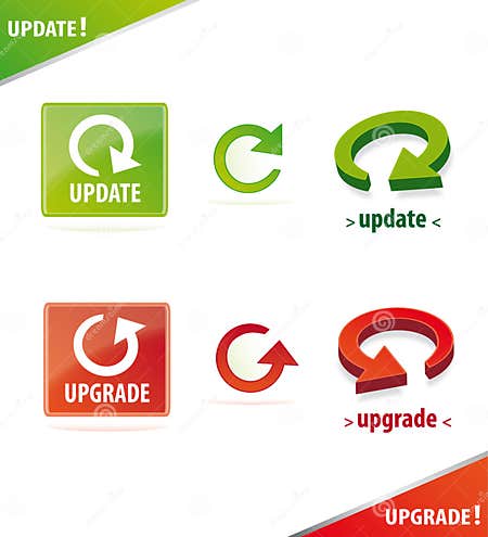 Dimensional Update and Upgrade Icon Set Stock Illustration ...