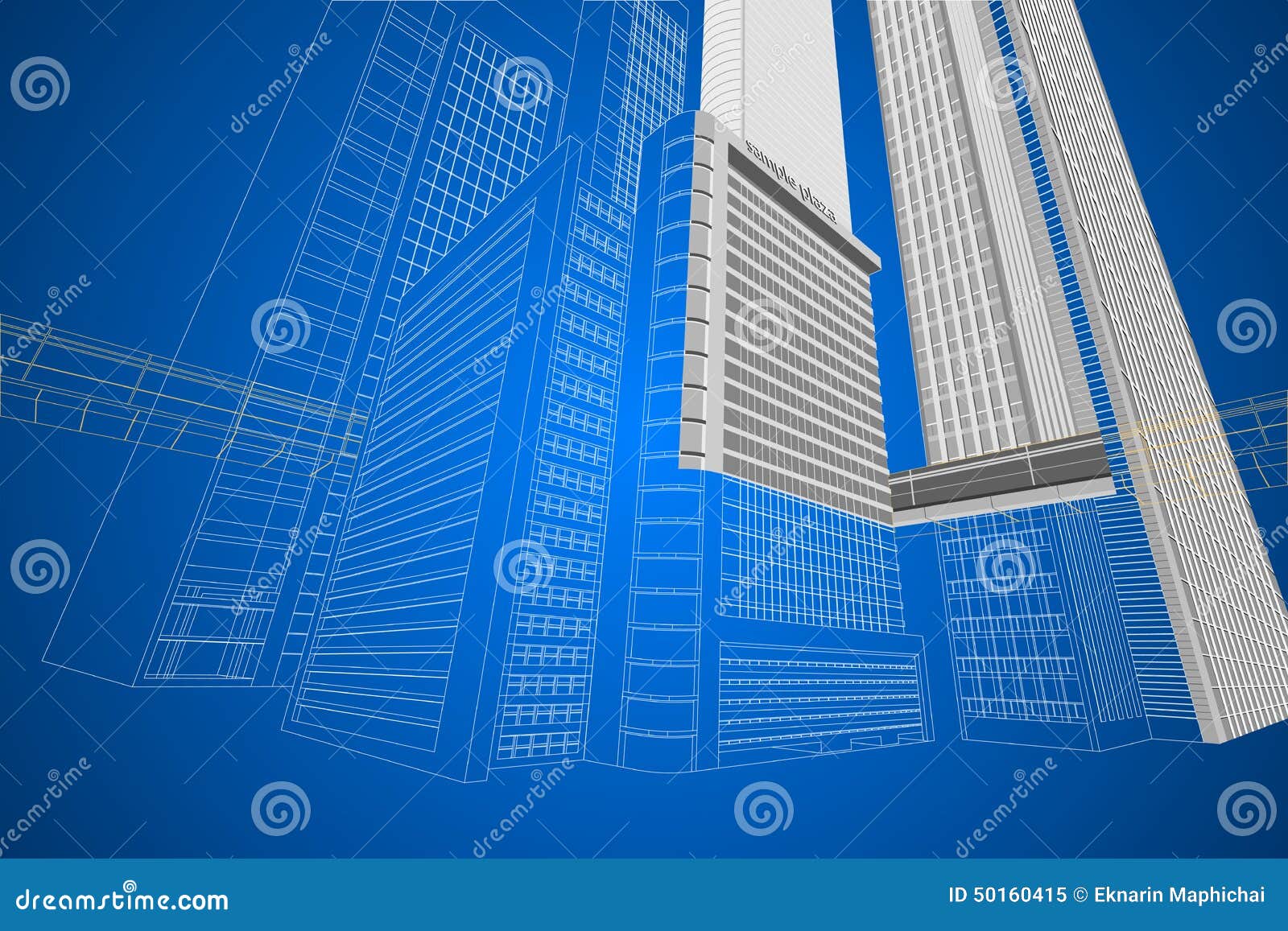 Dimensional Wireframe Modern Building Stock Image - Image of ...