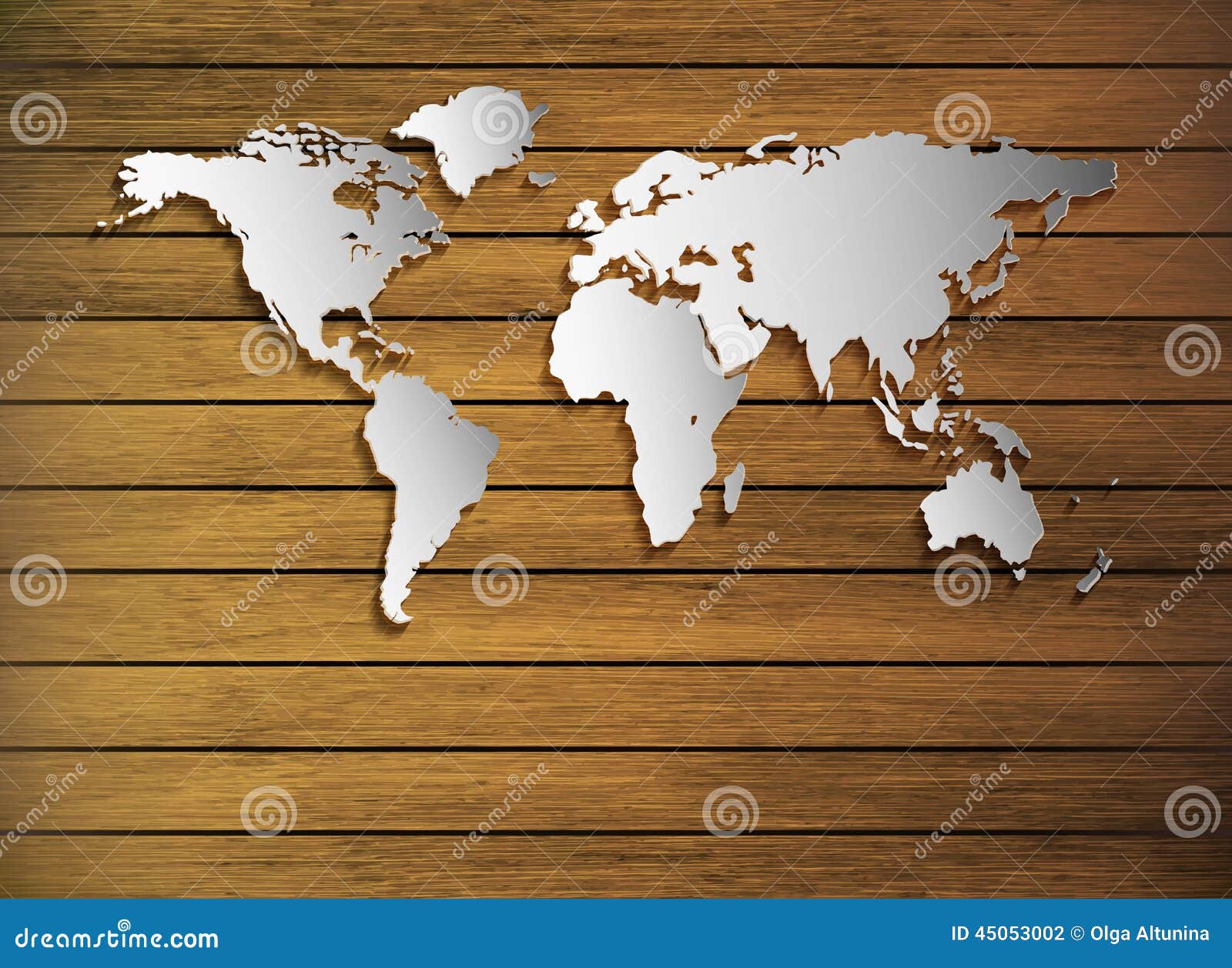 Dimensional World Map on a Wood Texture Stock Vector - Illustration of ...