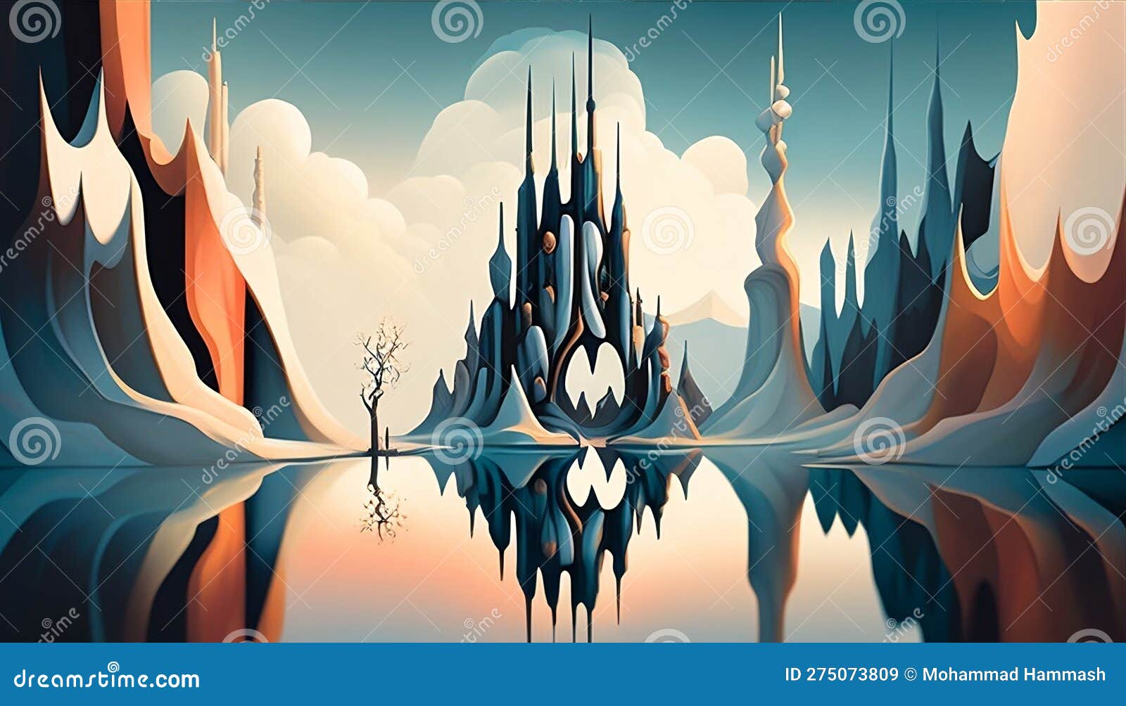 Dimensions Beyond Perception: an AI-Generated Surreal Landscape Made with Generative AI Stock ...