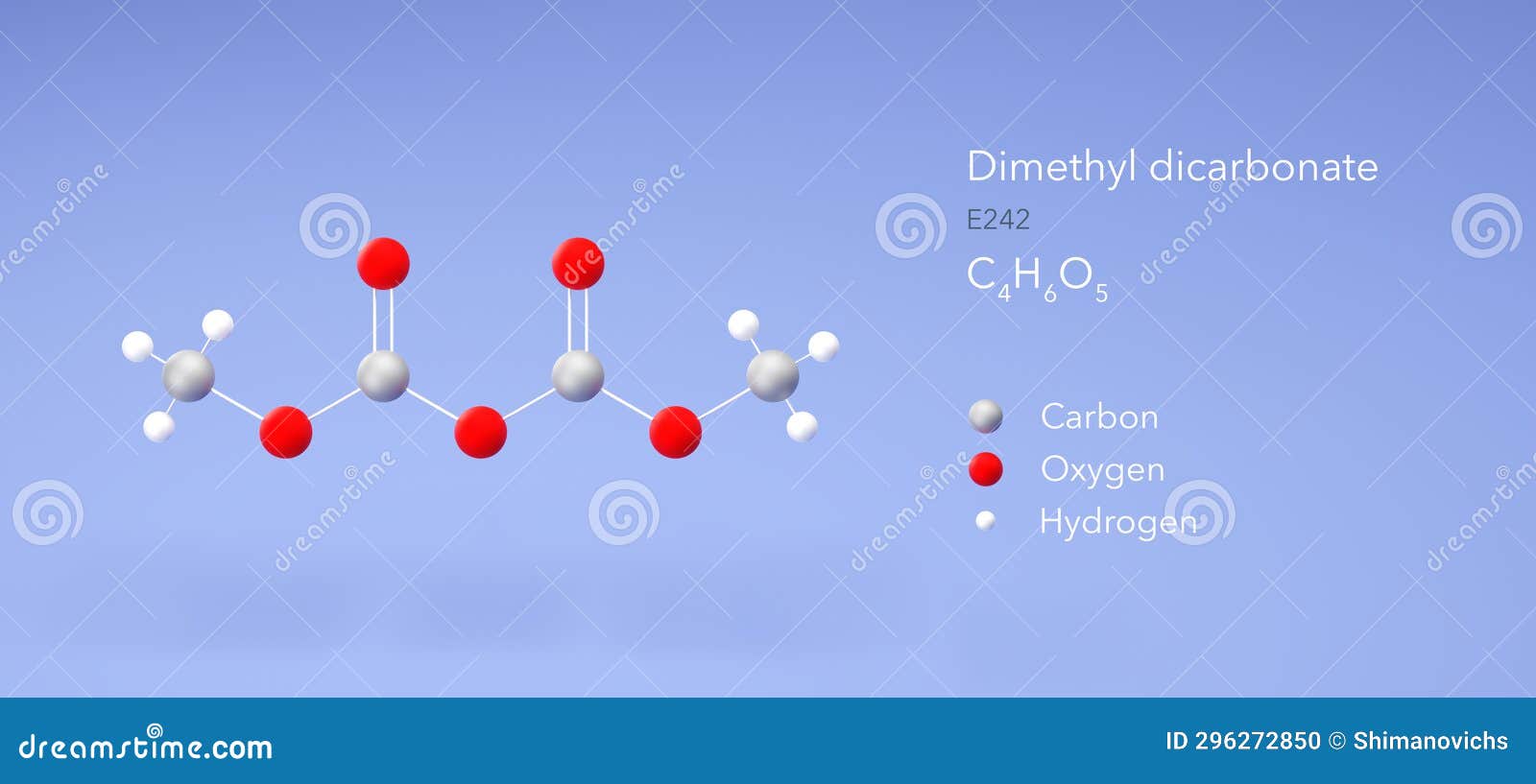 Dimethyl Dicarbonate Molecule, Molecular Structures, Preservative E242 ...