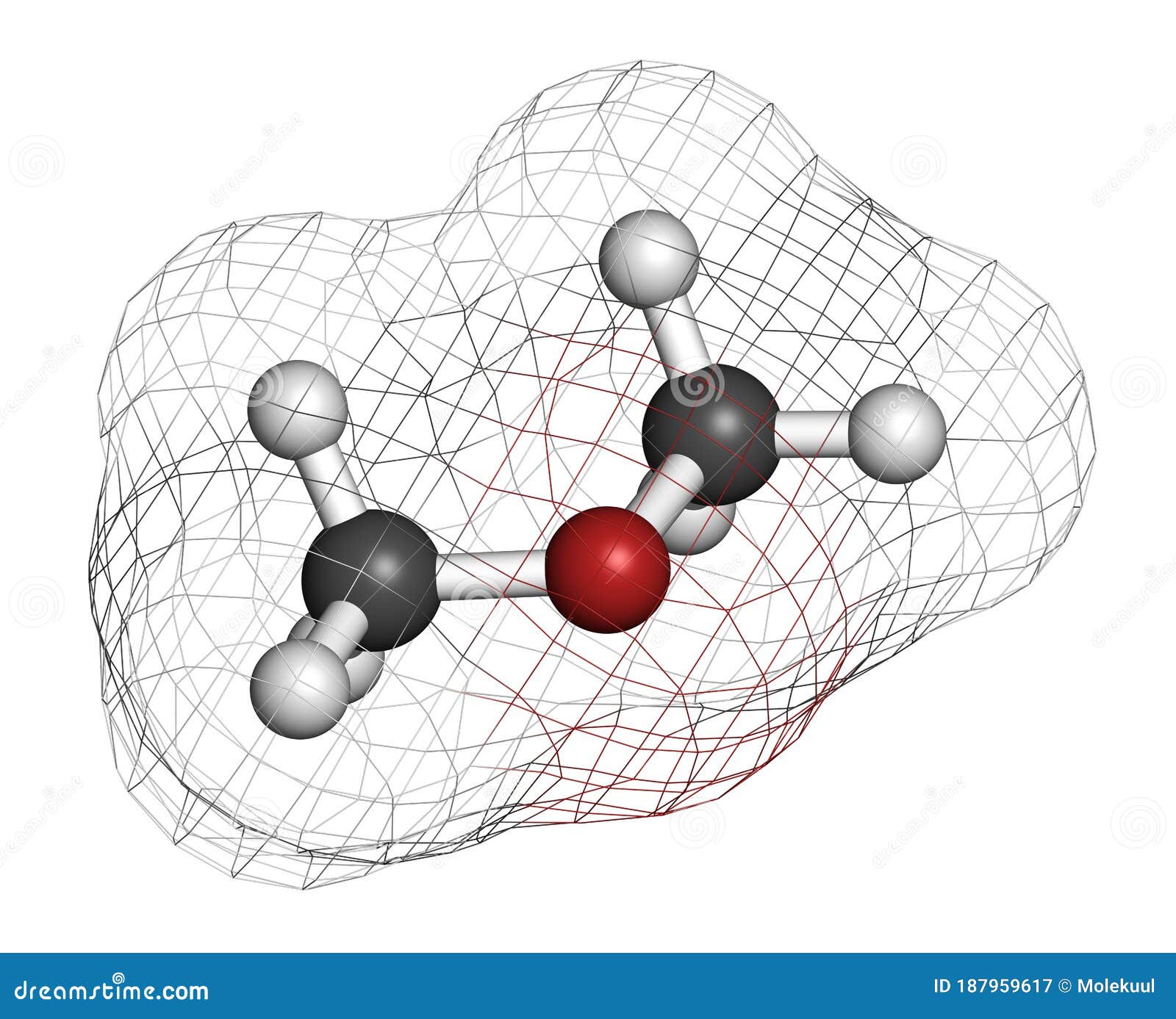 Dimethyl Ether Methoxymethane, DME Molecule. 3D Rendering. Atoms are ...