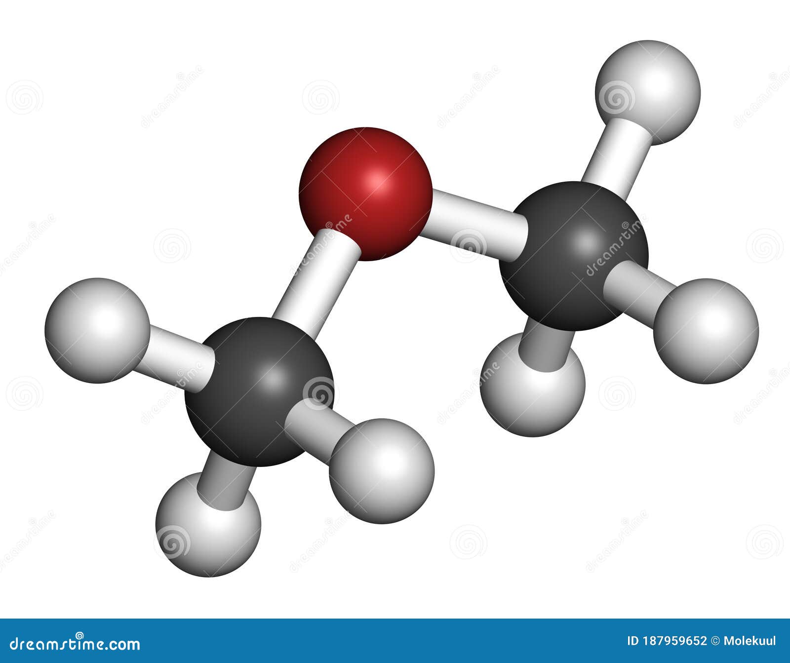 Dimethyl Ether Methoxymethane, DME Molecule. 3D Rendering. Atoms are ...