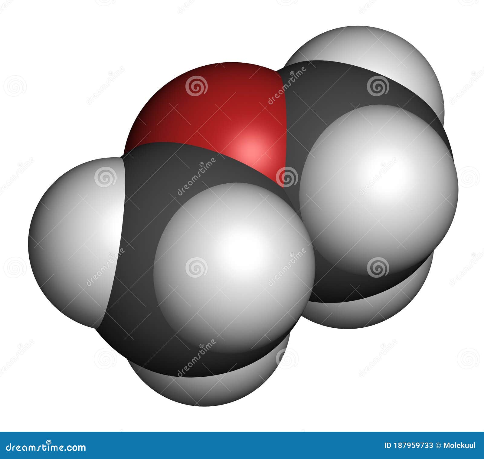Dimethyl Ether Methoxymethane, DME Molecule. 3D Rendering. Atoms are ...