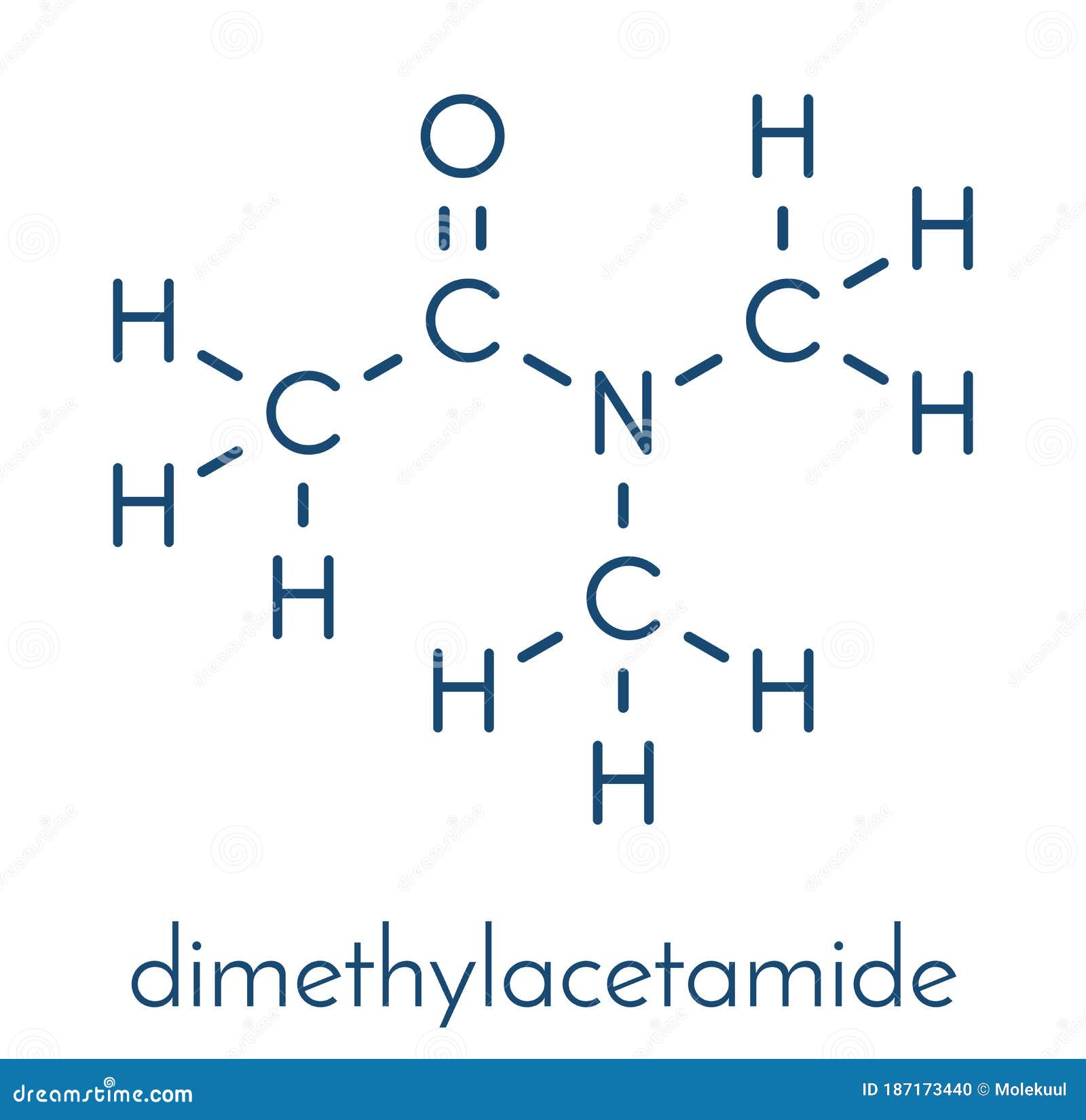 Dimethylacetamide DMAc Chemical Solvent Molecule. Skeletal Formula ...