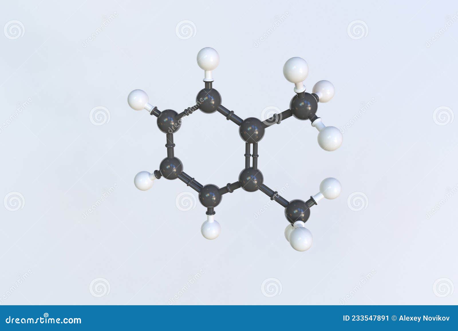 1,2-dimethylbenzene Molecule. Isolated Molecular Model. 3D Rendering ...