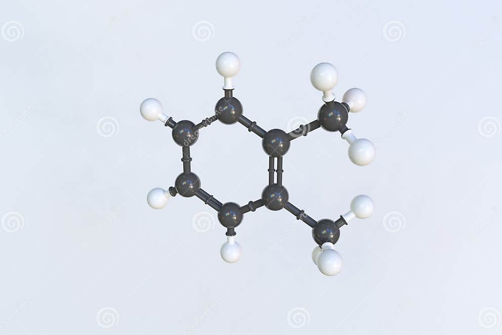 1,2-dimethylbenzene Molecule. Isolated Molecular Model. 3D Rendering ...