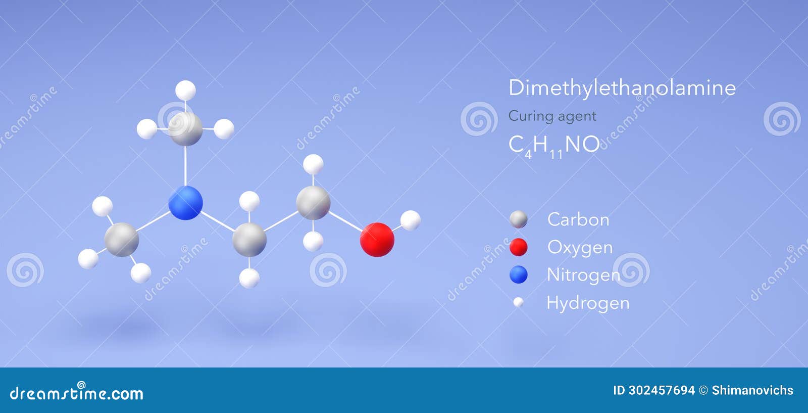 Dimethylethanolamine Molecule, Molecular Structures, Curing Agent, 3d ...