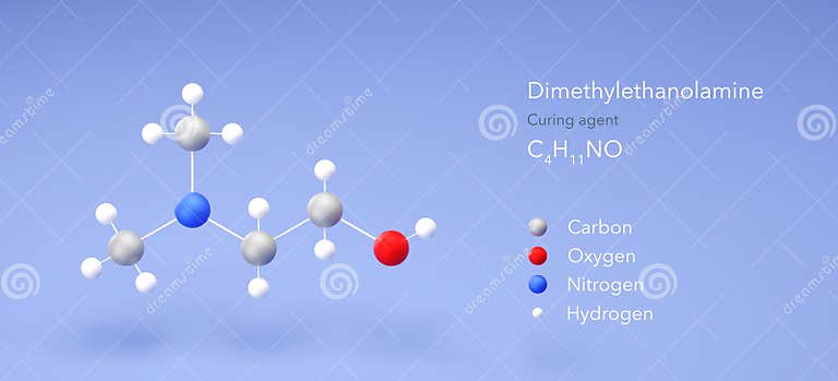 Dimethylethanolamine Molecule, Molecular Structures, Curing Agent, 3d ...