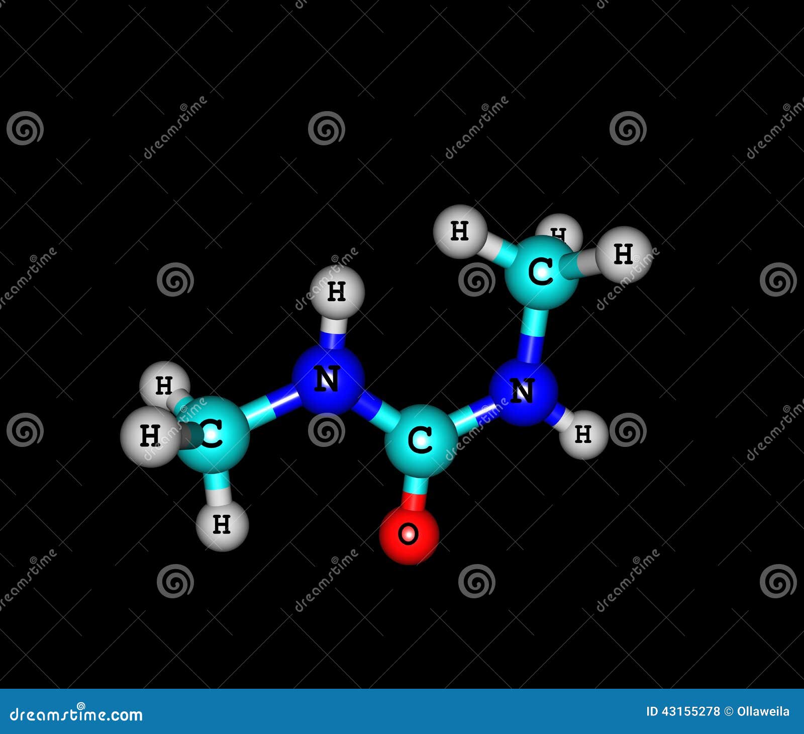 Dimethylurea Molecule Isolated on Black Stock Illustration ...