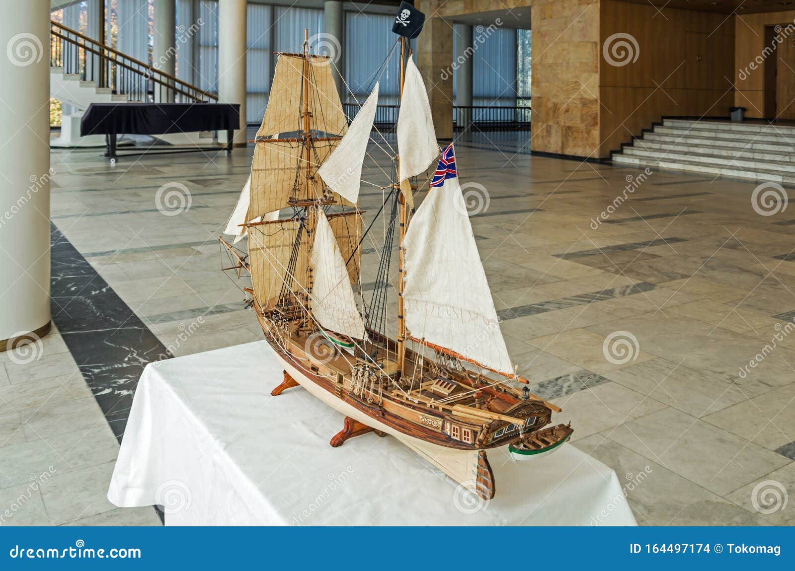 Diminished Sailing Medieval Ship Model Stock Photo - Image of ...