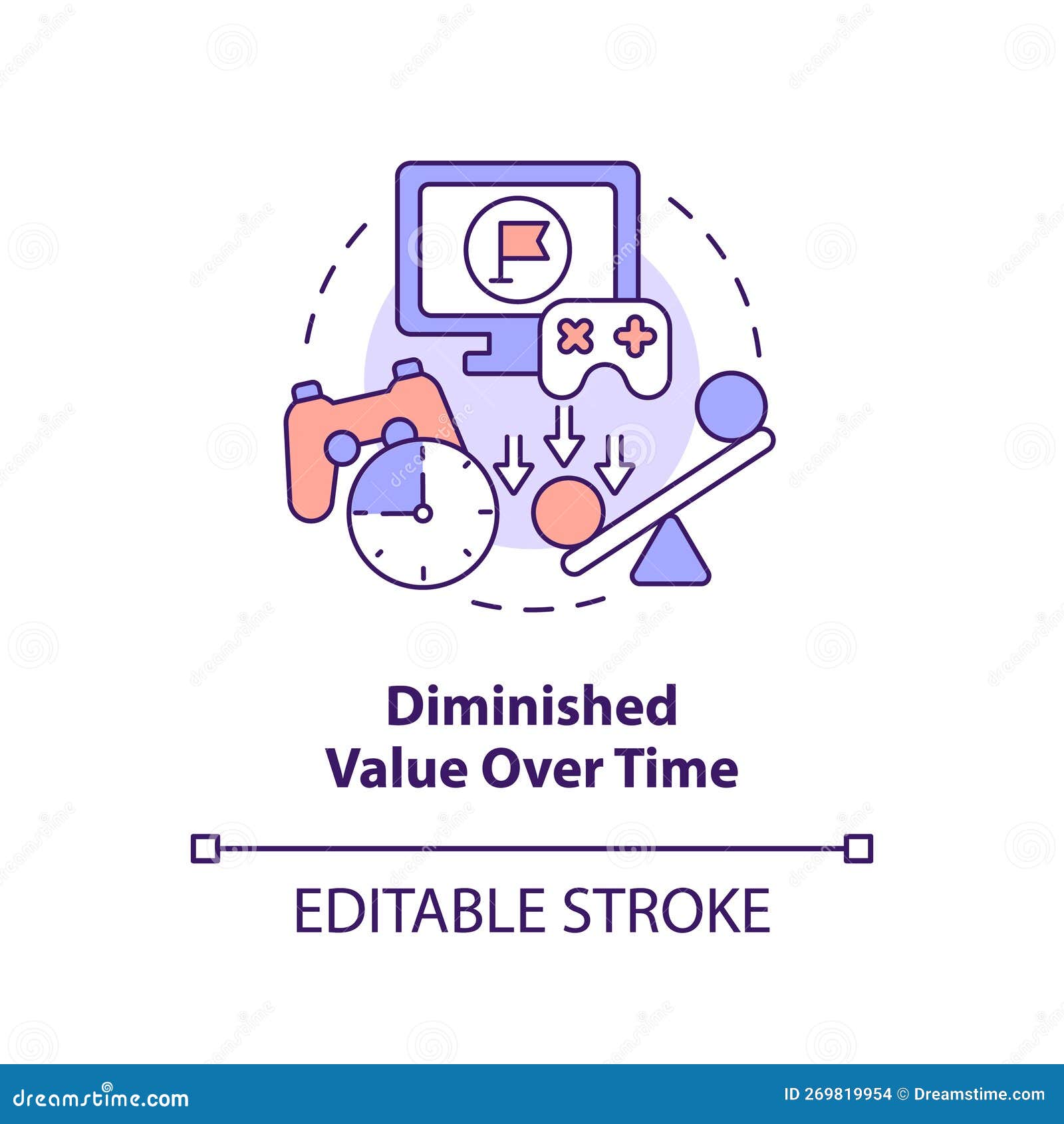 Diminished Value Over Time Concept Icon Stock Vector - Illustration of ...
