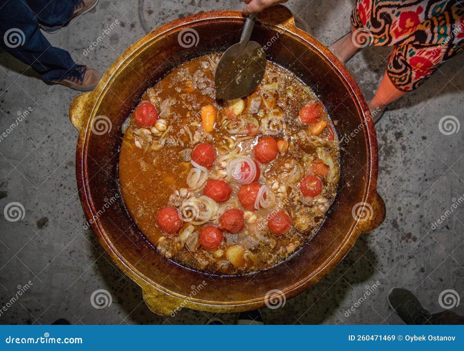 Dimlama in a big cauldron stock image. Image of aubergine - 260471469