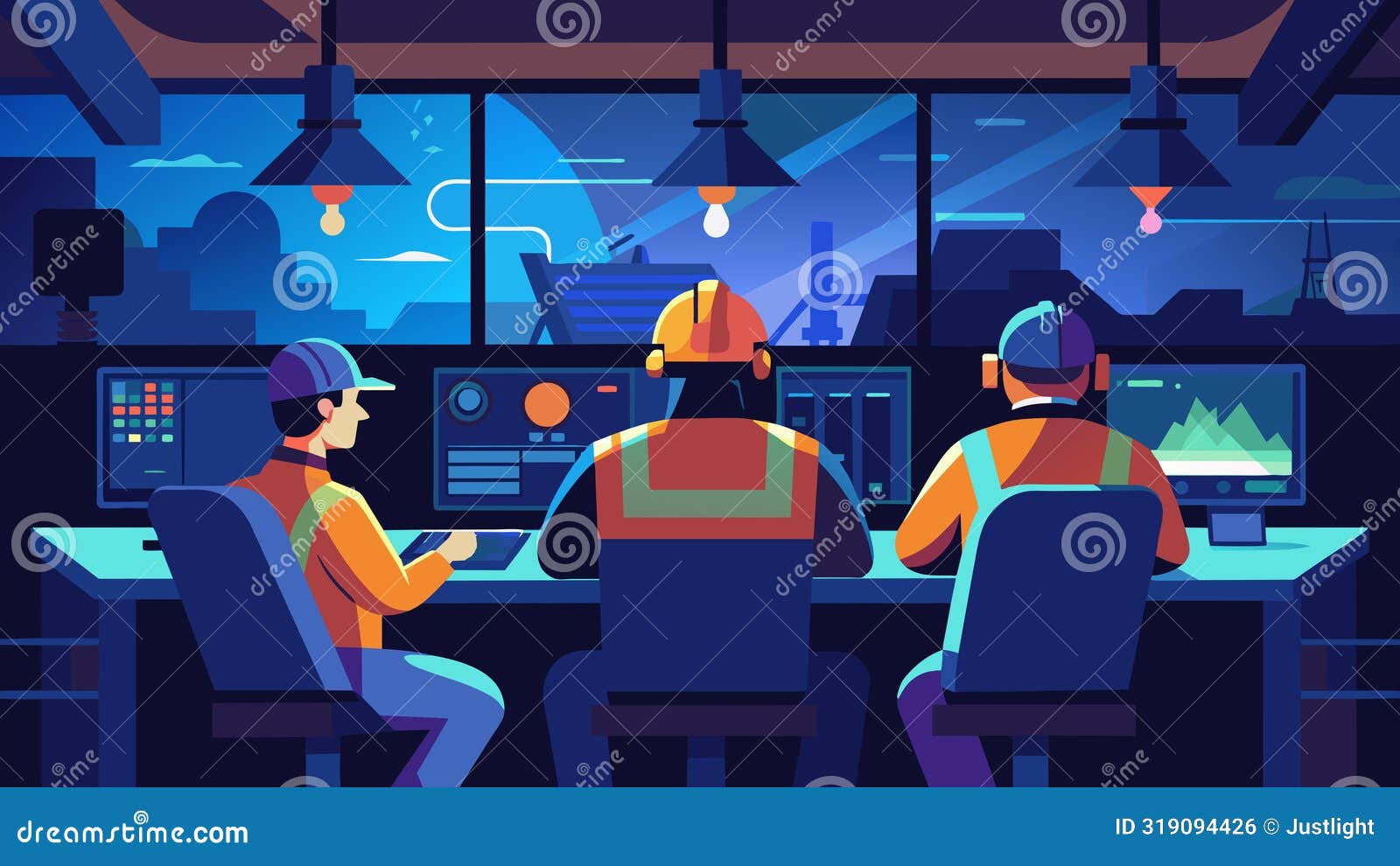 In the Dimly Lit Control Room Engineers Keep a Watchful Eye on the ...