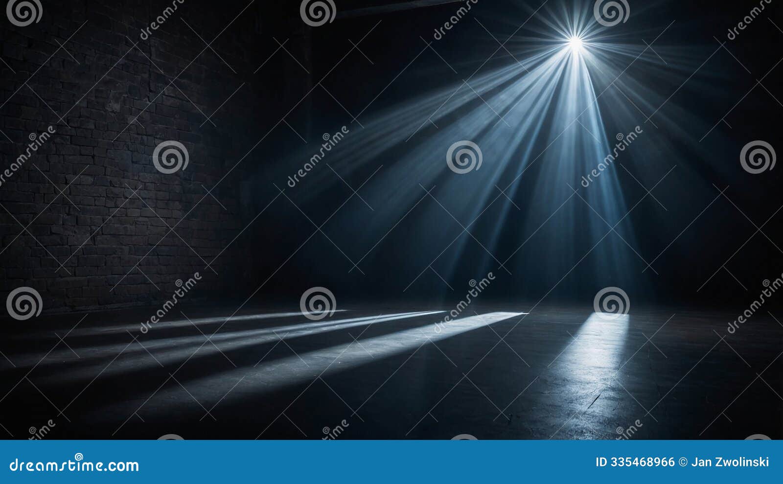 Dimly Lit Stage With Red Curtain And Single Spotlight, Creating ...