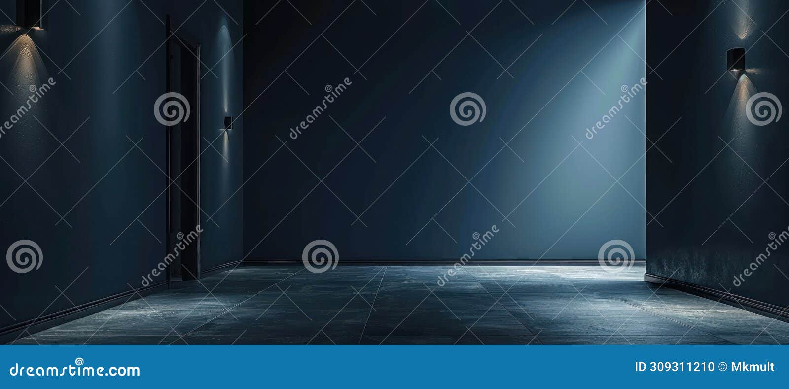 Dimly Lit Hallway with Two Open Doors Stock Photo - Image of doorways ...